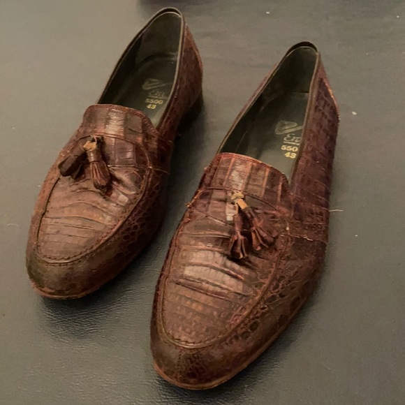 Era Vintage | Shoes | Era Brand Vintage Croc Leather Brown Mens Tassel ...